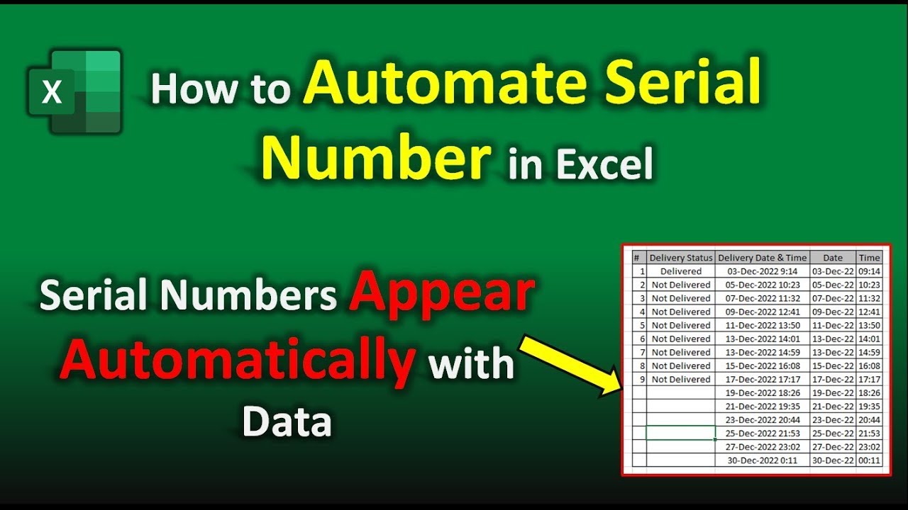 How to Automatic Serial Numbers in Excel I Excel Tutorial 2024 - YouTube