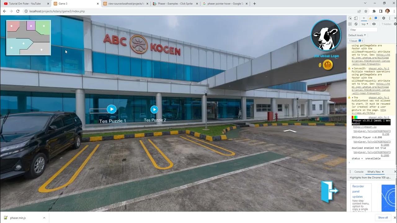 Tutorial membuat map/peta tur virtual 3DVista dengan coding JavaScript menggunakan Phaser JS ...