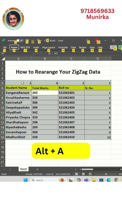 How to Re Arange Your ZigZag Data in Ms-Excel || Learn Quick hacks in ...