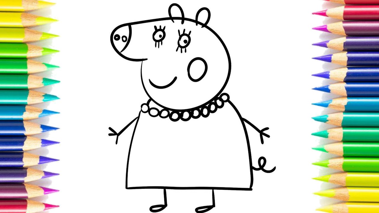 How to draw Peppa pig mom Easy/Step by step peppa pig mom drawing /Como ...
