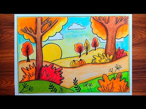 Autumn season Drawing| Easy and Simple Autumn season Drawing| Fall ...