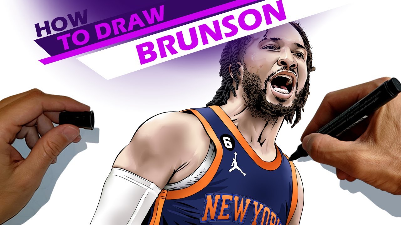 Jalen Brunson, New York Knicks player of the NBA - How to draw - YouTube