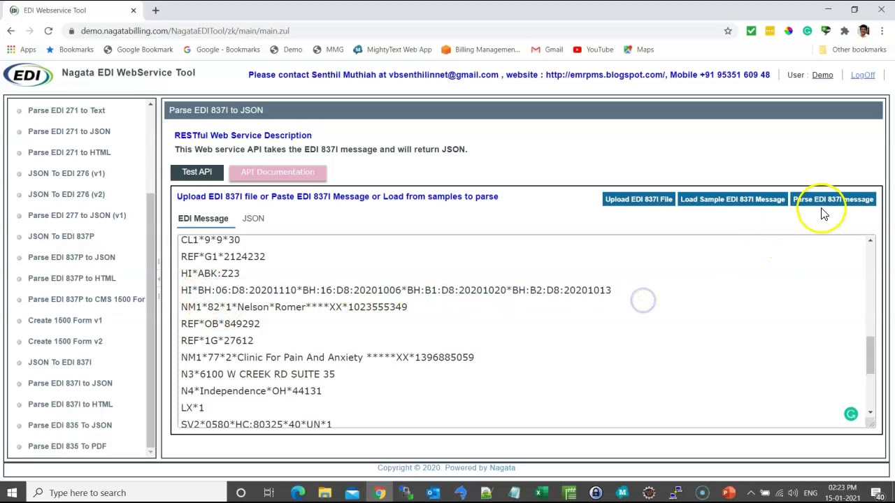 Parse EDI 837I to JSON - YouTube