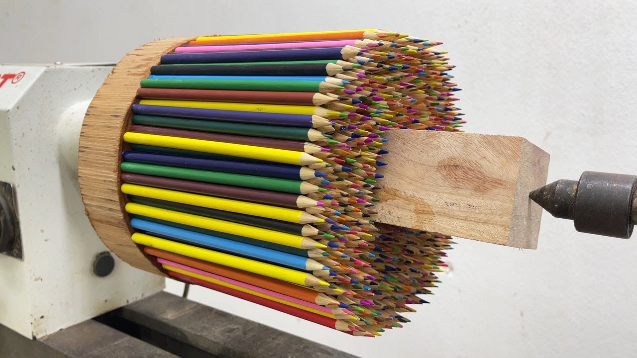 Woodturning - Work Plan On Wood Lathe Using Pencil and Epoxy Resin ...