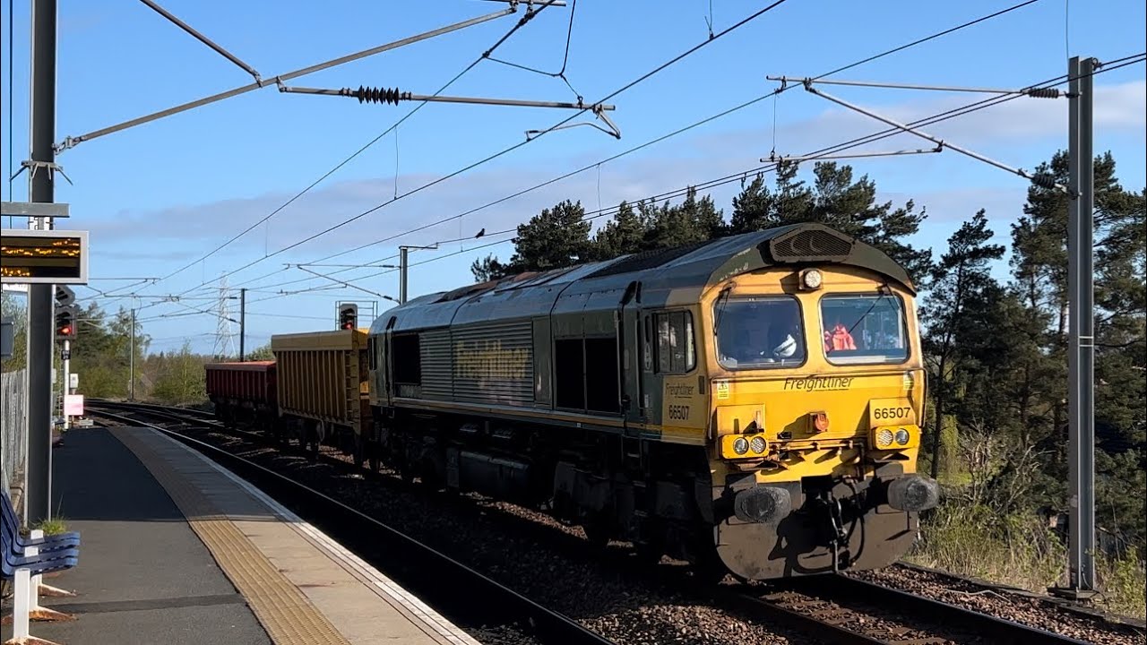 Freightliner 66507 hauls a short and diverted 6E48 Carlisle to Tyne Yd ...