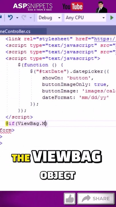 Implement jQuery DatePicker in ASP.Net Core - YouTube