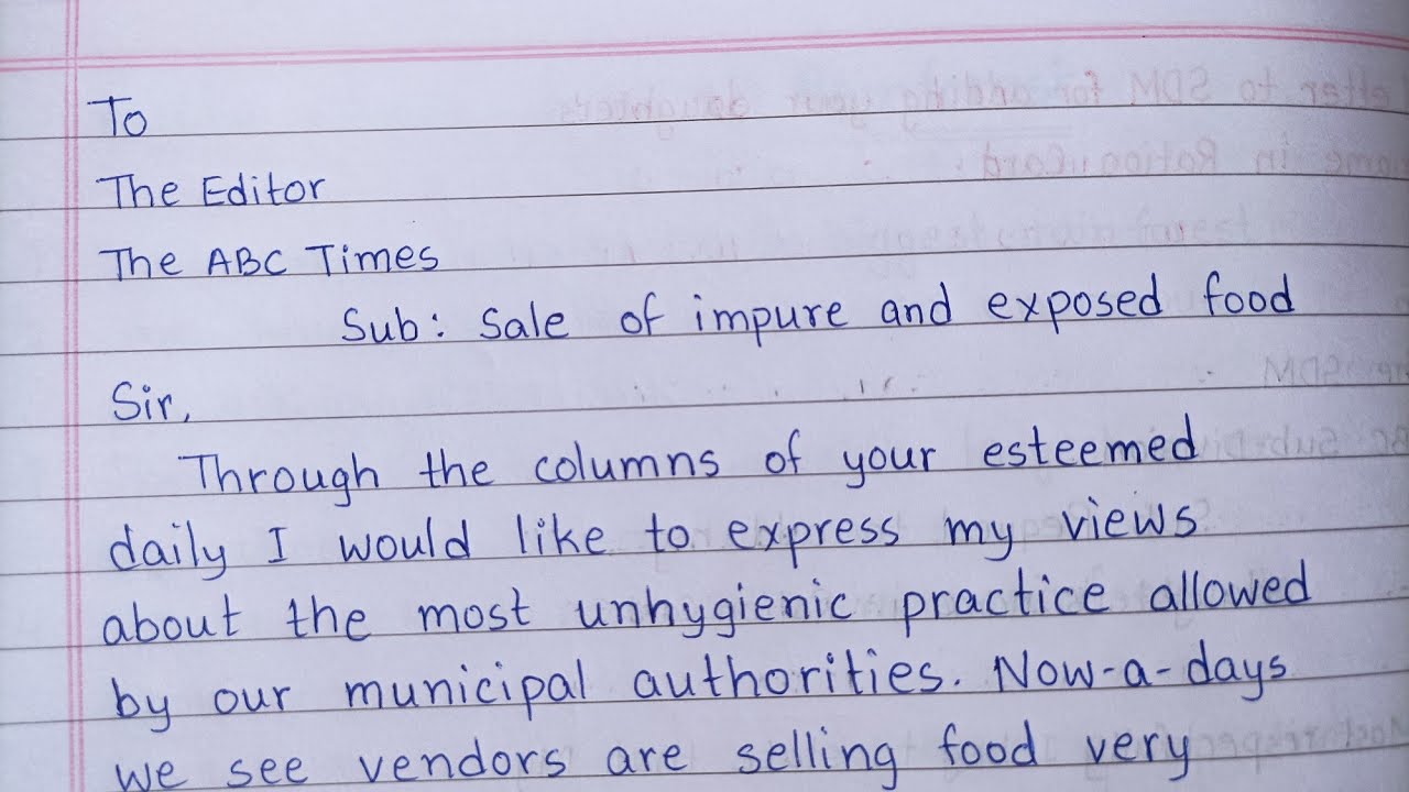 Letter to editor about sale of impure and exposed food - YouTube