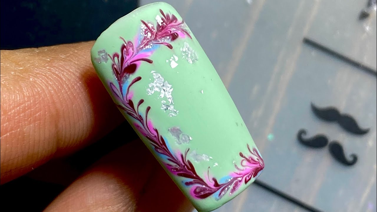 How to Drag marble nails with NEEDLE | Needle nail art - YouTube