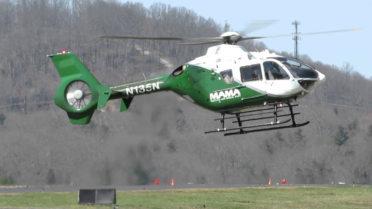 "MAMA 1" EC135 Landing at AVL - YouTube