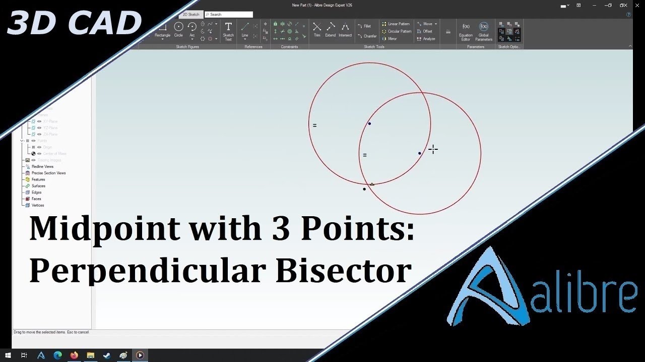 Alibre Design Tips and Tricks 4: Midpoint Constraint with 3 points ...
