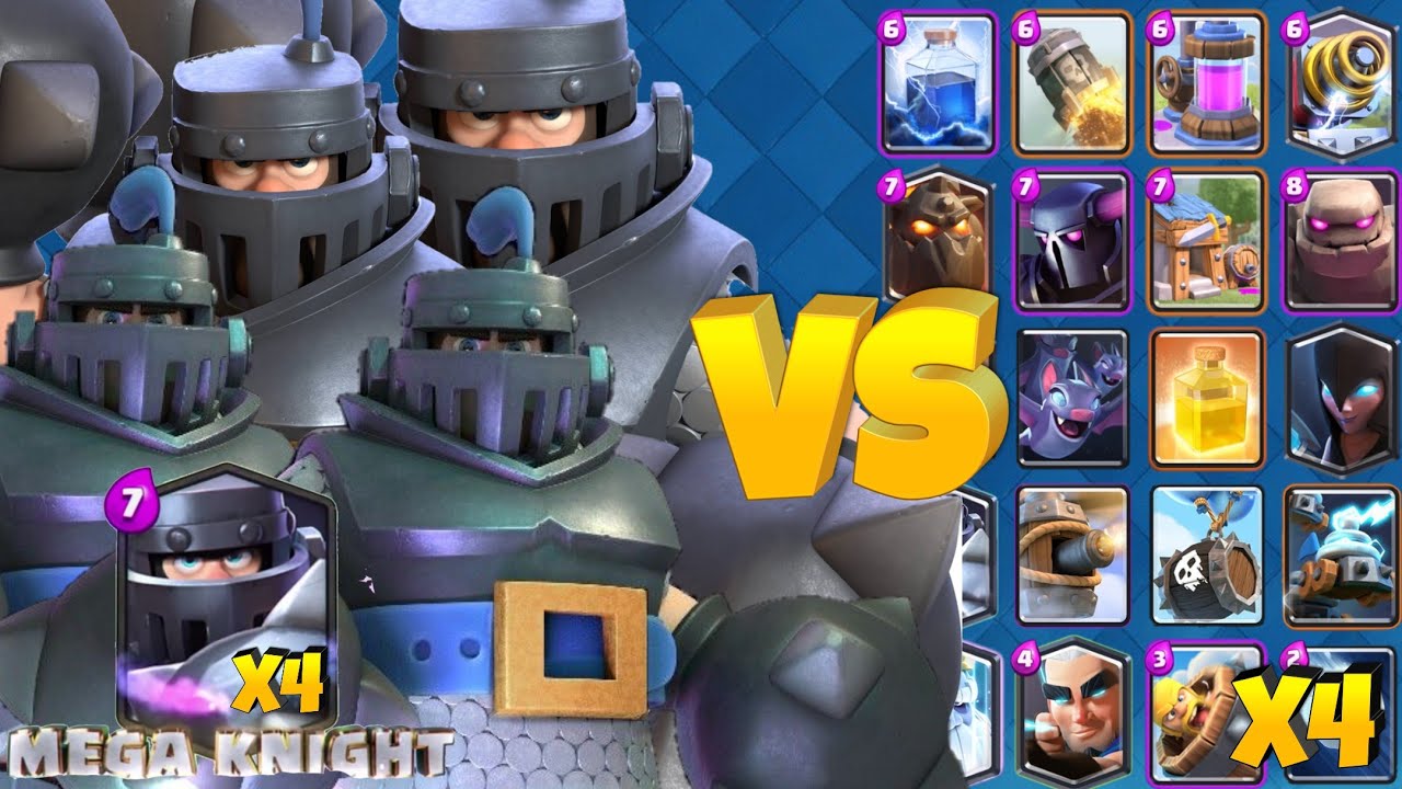 4 MEGA KNIGHTS vs ALL LAND CARDS X4 | Clash Royale - YouTube