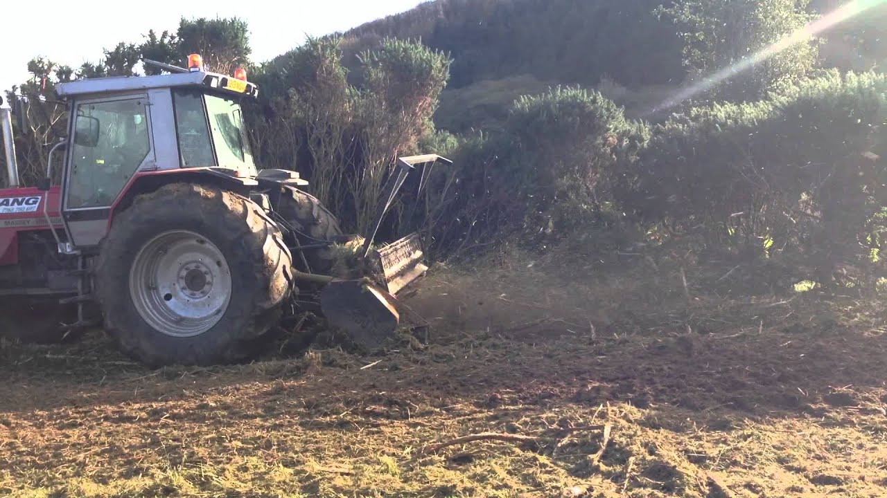 Massey Ferguson 3690 with Berti Mulcher ecf 200 - YouTube