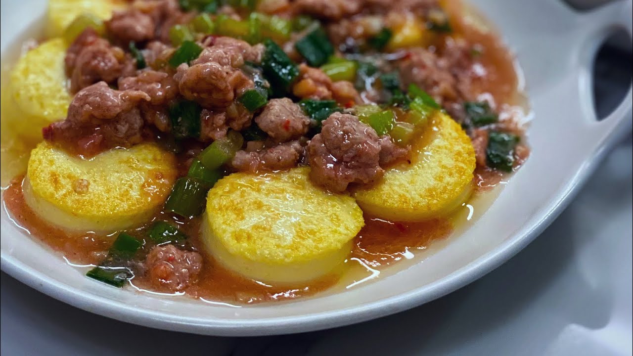 Red Fermented Bean Curd Egg Tofu Minced Pork Recipe #Shorts - YouTube