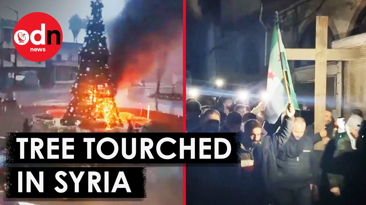 Protests Erupt in Syria Over Christmas Tree Burning by Masked Gunmen ...