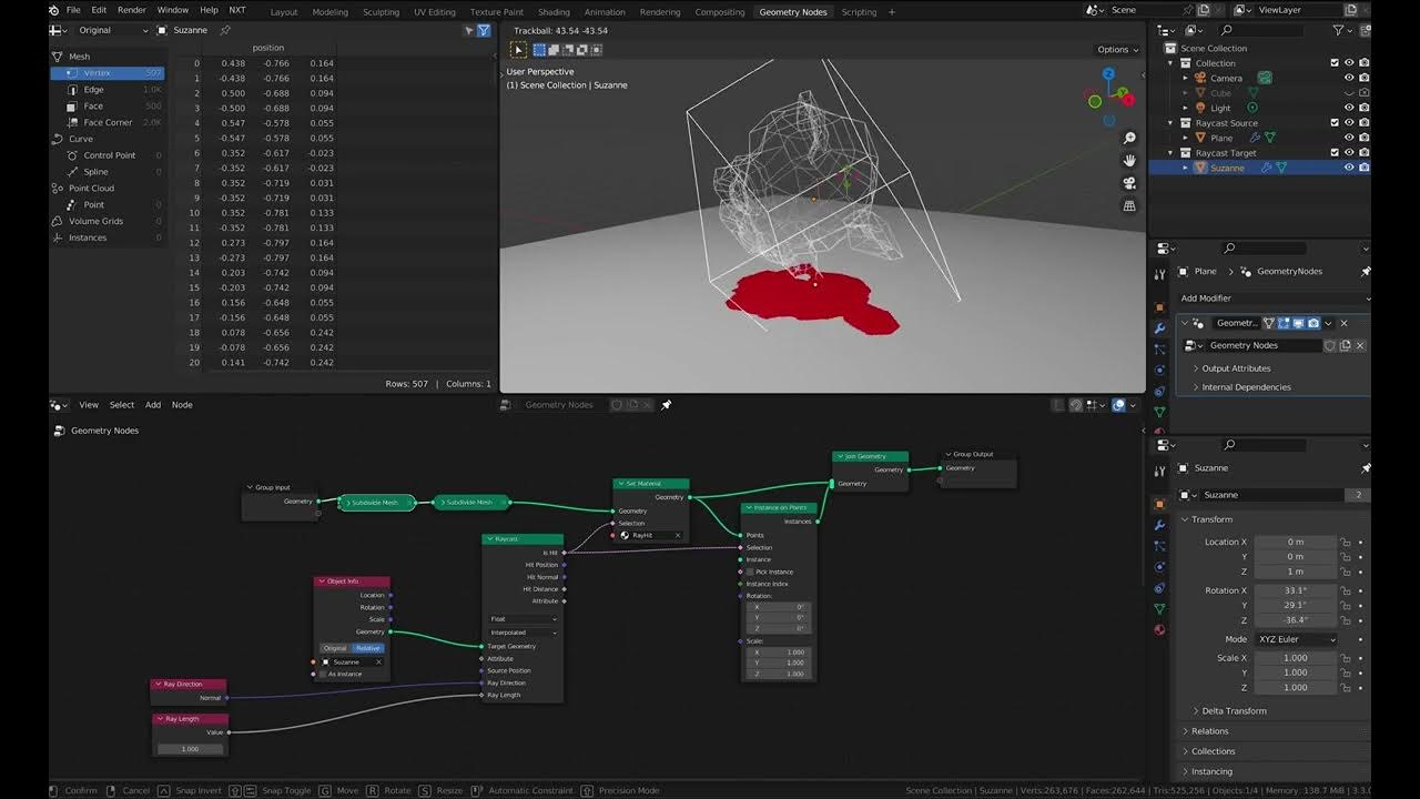 Blender 3.3 : Geometry Nodes : Two experiments with Raycast node - YouTube