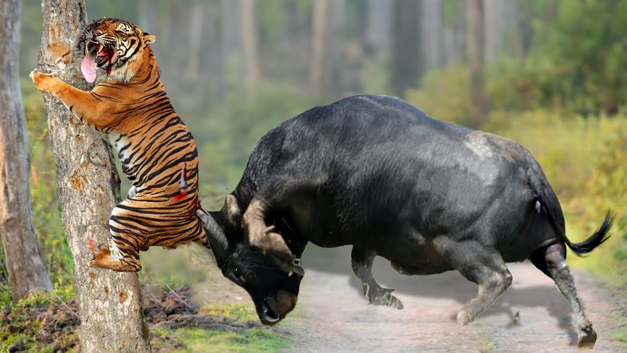 Tiger & Buffalo! Angry Buffalo Destroys The Lord Of The Jungle In His ...