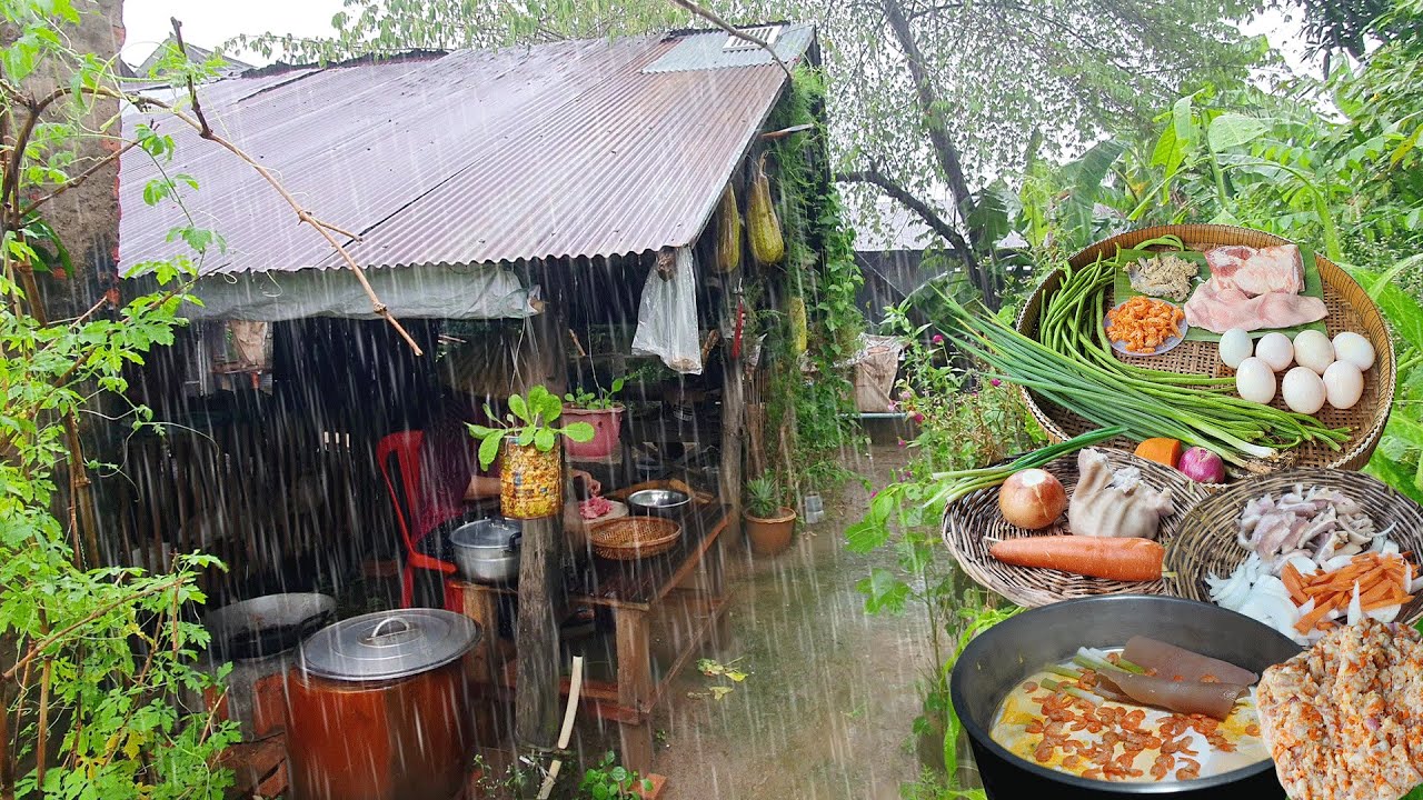 Village life with cooking | Rainy day making traditional dinner - YouTube