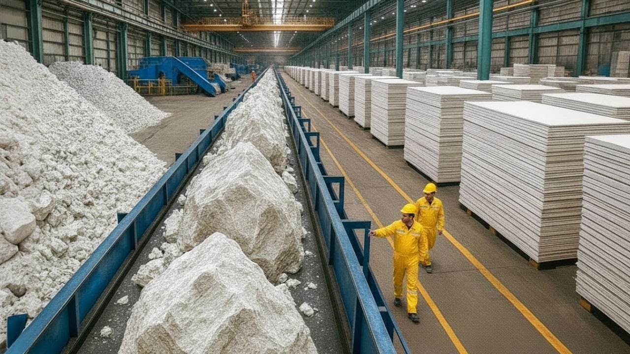 How Drywall Is Made From Gypsum In Massive Factories, The Secret ...