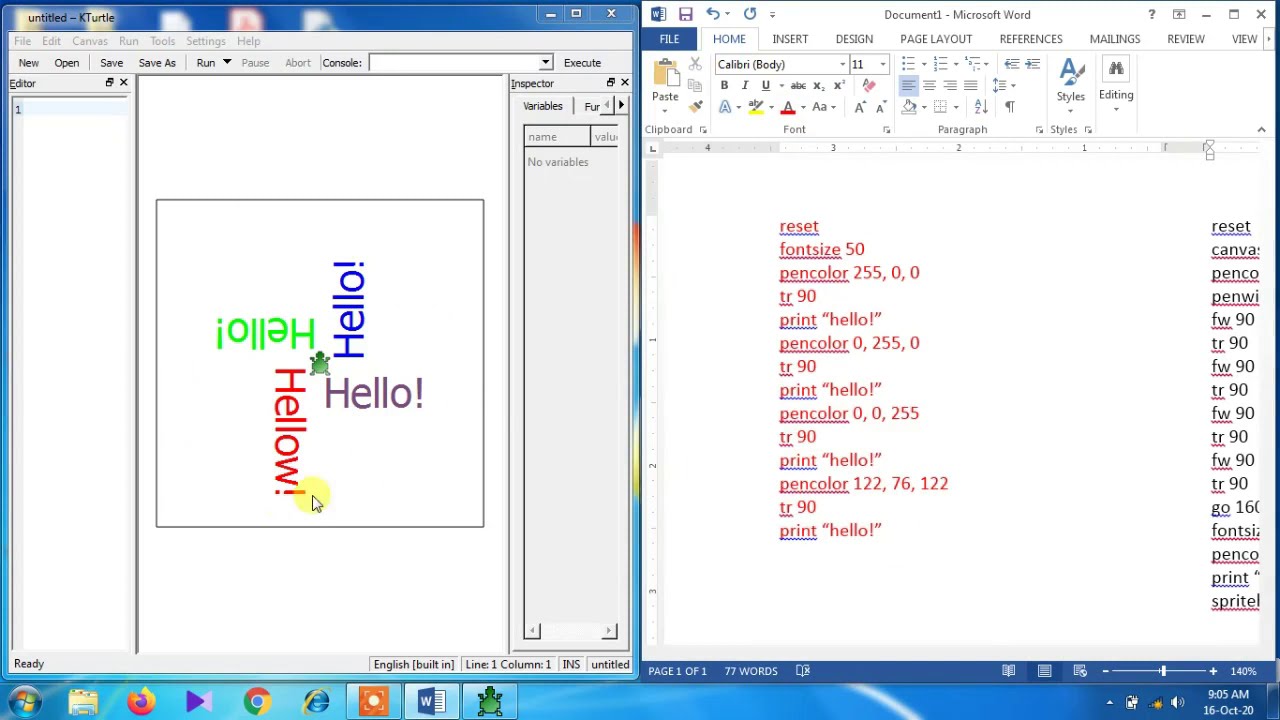 K Turtle Solution Question 1 || K Turtle Pencolor || Kturtle Tutorial in Hindi - YouTube