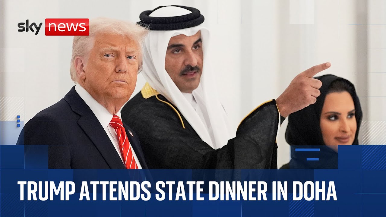 Donald Trump attends state dinner in Qatar - YouTube