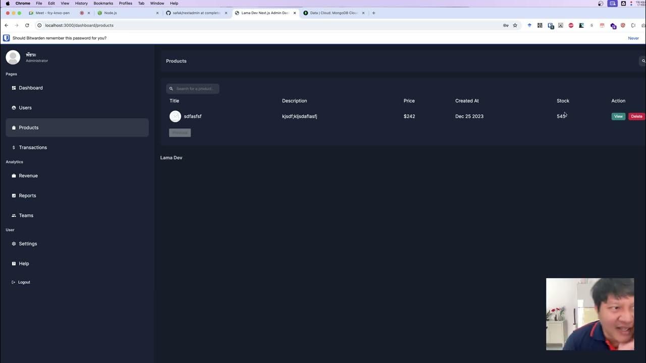Nextjs admin dashboard ด้วย Localhost - YouTube