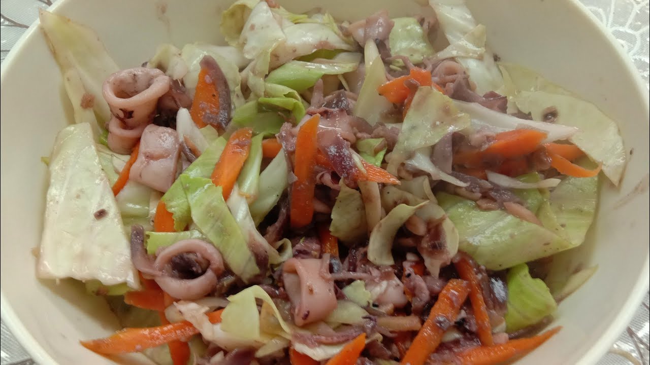 How to cook Squid with Carrots and Cabbage - YouTube
