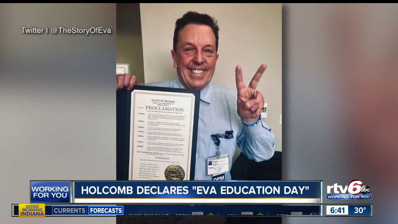 Governor Holcomb declares "Eva Education Day" in Indiana - YouTube