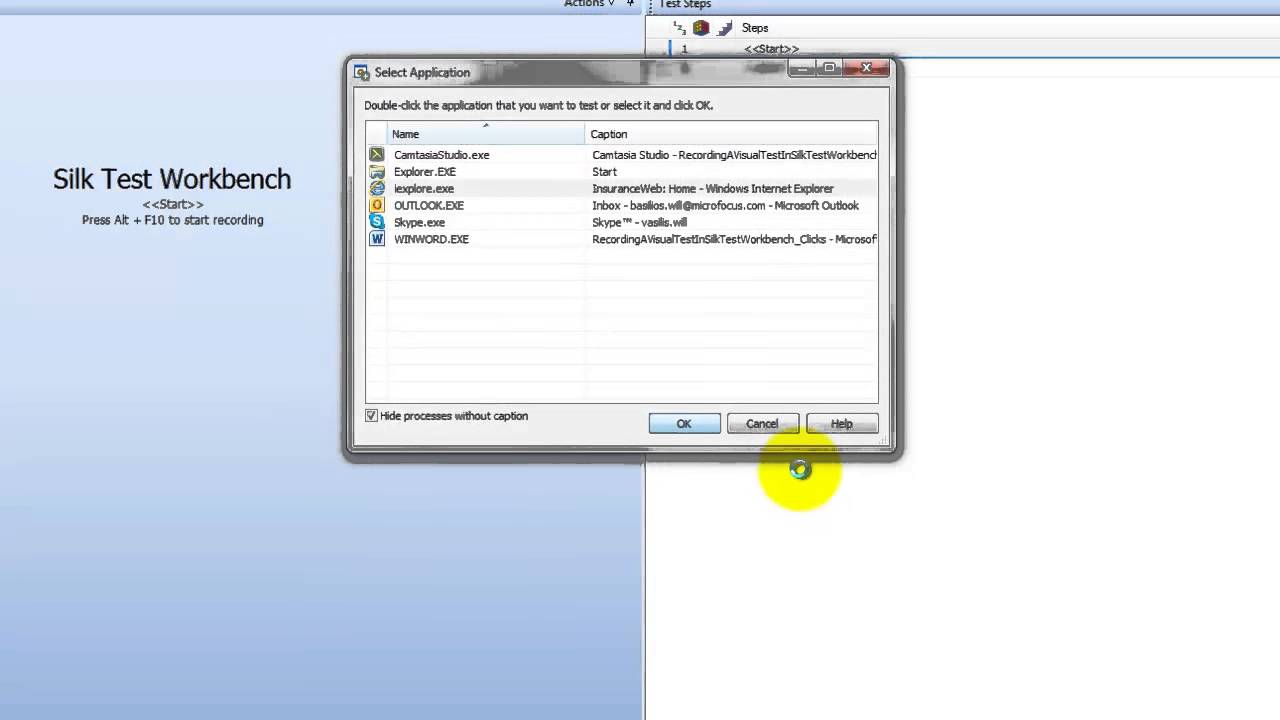 Recording a Visual Test in SilkTest Workbench - YouTube