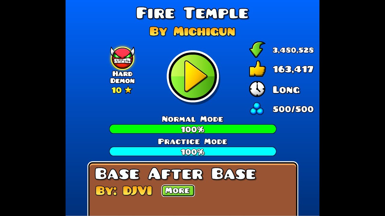 ''FIRE TEMPLE'' [HARD DEMON] (fluke desde el 50%) (Geometry Dash) - YouTube