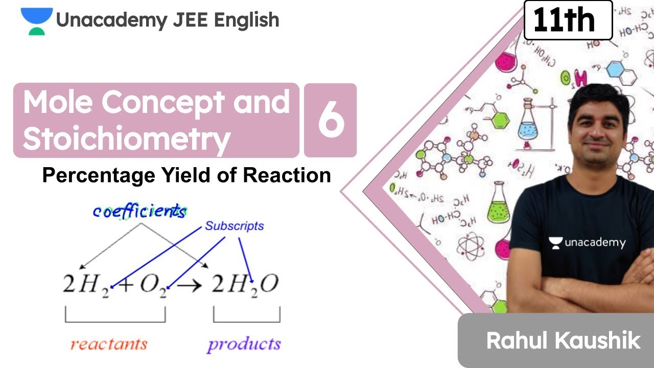 Percentage Yield of Reaction | Mole Concept and Stoichiometry - 6 | JEE ...