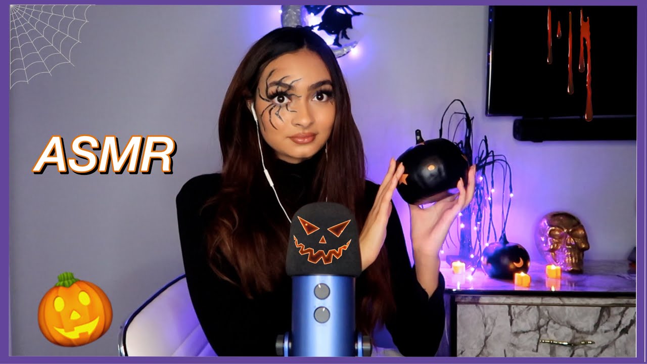 i tried ASMR again.... halloween triggers 🕸🎃 (tapping, whispering ...