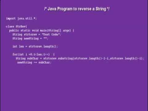 Learn Java program - string reverse - charAt - YouTube