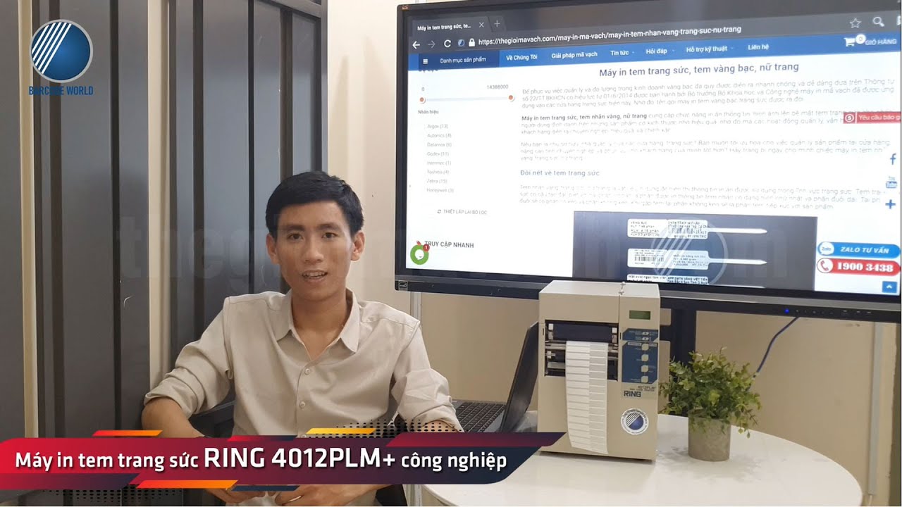 Máy in tem vàng bạc trang sức RING 4012PLM+ công nghiệp, in tem số ...