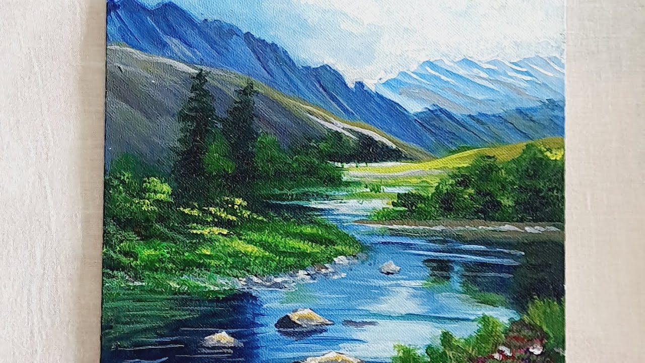 #acrylic painting for beginners landscape easy - YouTube