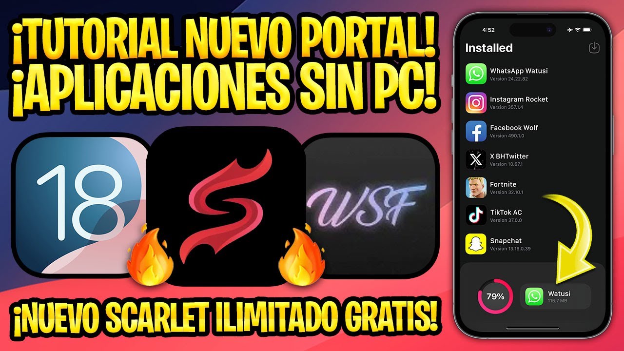TUTORIAL SCARLET WSF INSTALAR APLICACIONES IPA SIN COMPUTADOR EN TODO iPHONE y iPAD (Portal ...