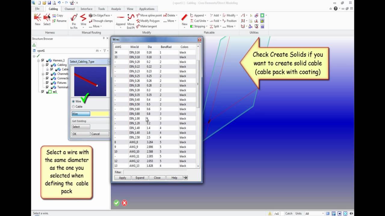 Creo Elements/Direct Cabling: Создание кабельного жгута - YouTube