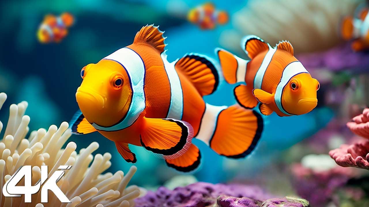 Under Red Sea 4K - Beautiful Coral Reef Fish in Aquarium, Sea Animals ...