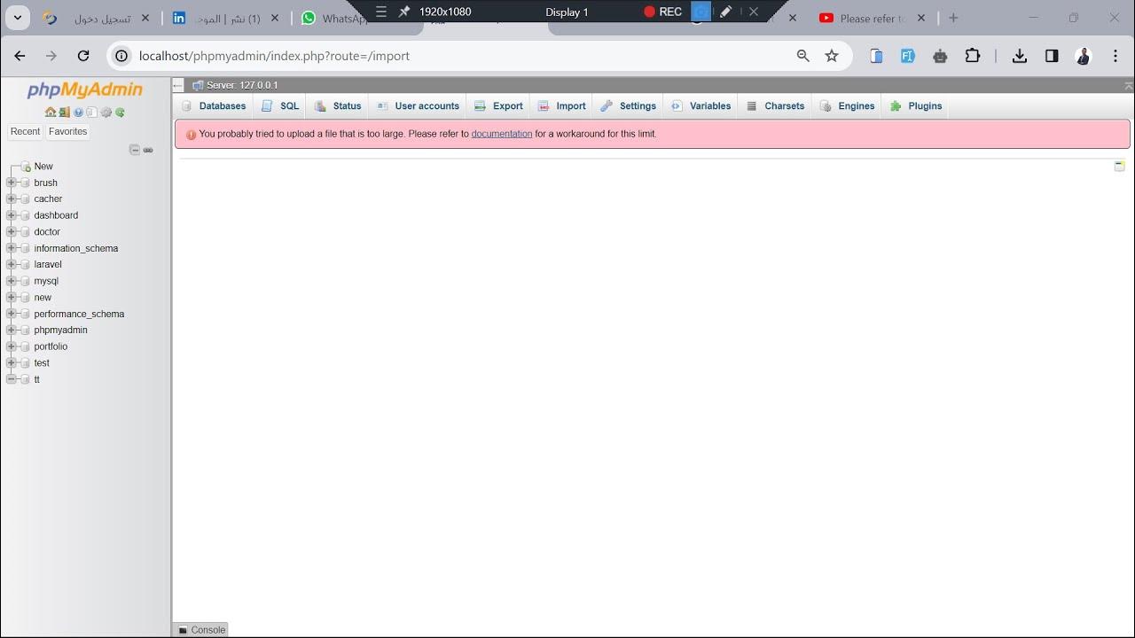 You probably tried to upload a file that is too large. Please refer to documentation for MySQl ...
