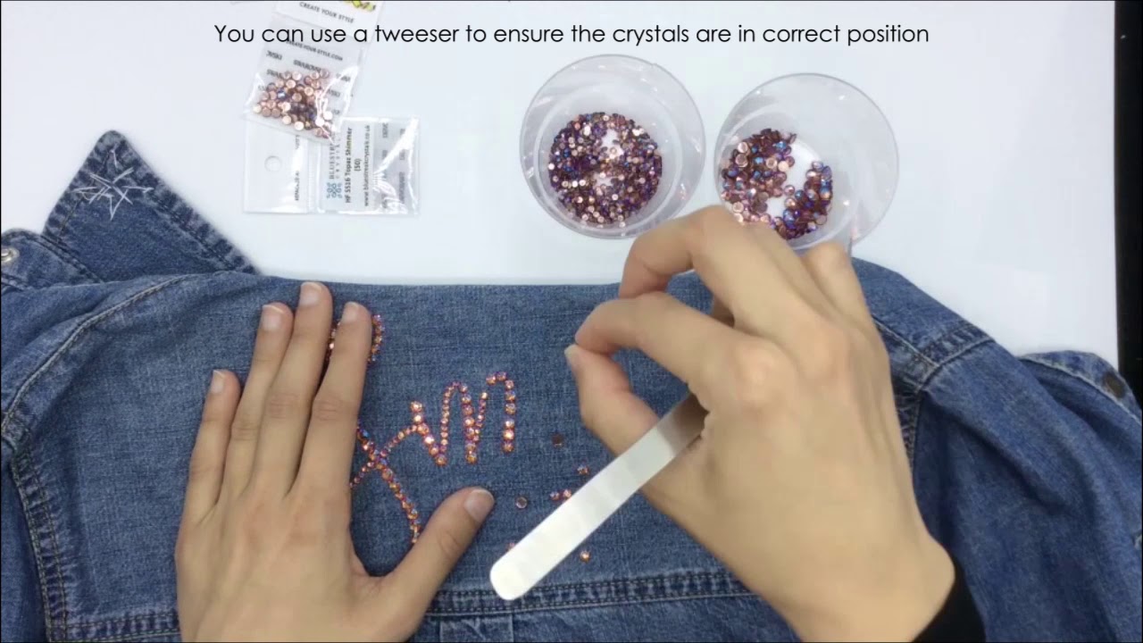 Swarovski Hotfix Denim Shirt Embelishment - YouTube