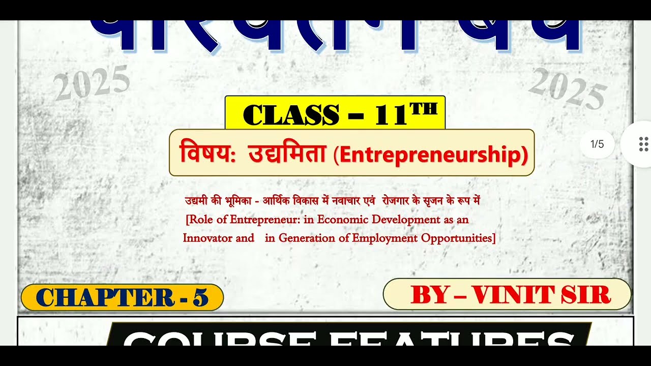 Full Notes | Class 11th Entrepreneurship Chapter 5 | उद्यमी की भूमिका ...