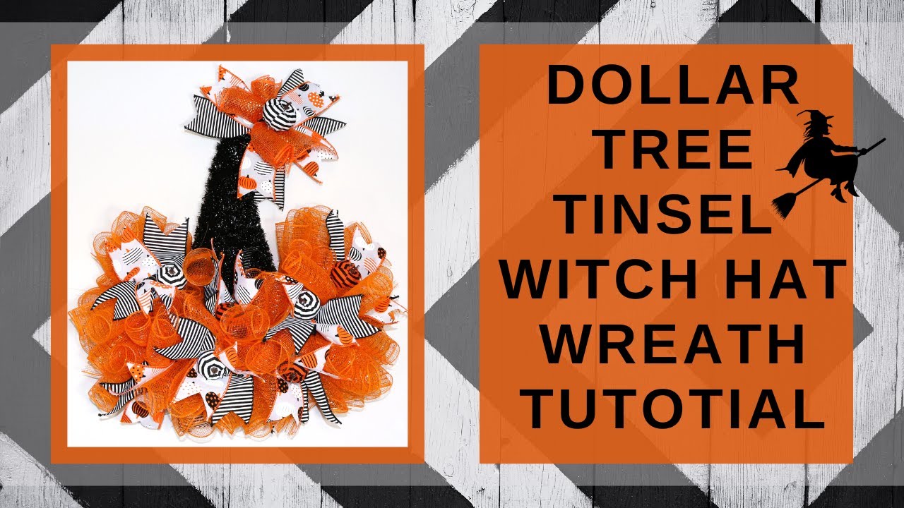 DOLLAR TREE WITCH HAT WREATH, SMALL WITCH HAT WREATH TUTORIAL, DOLLAR ...