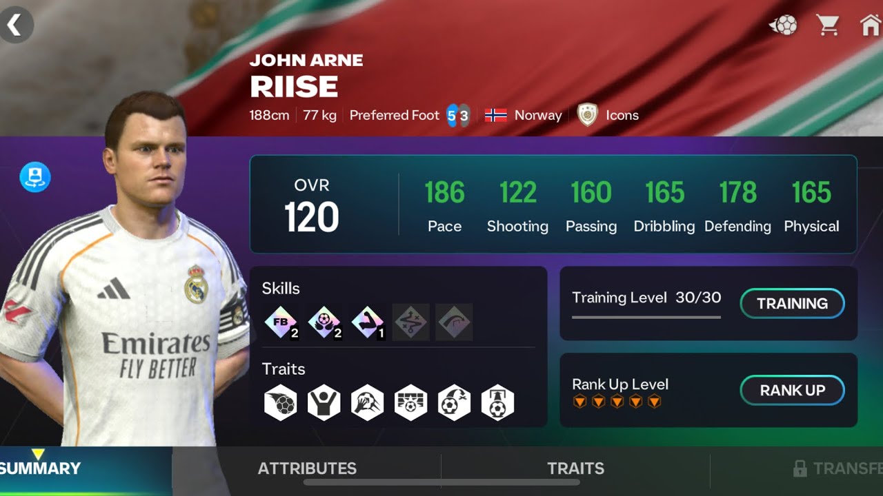 New Riise 115 from pack 1000fc points, ranked to 120, stats and skill ...