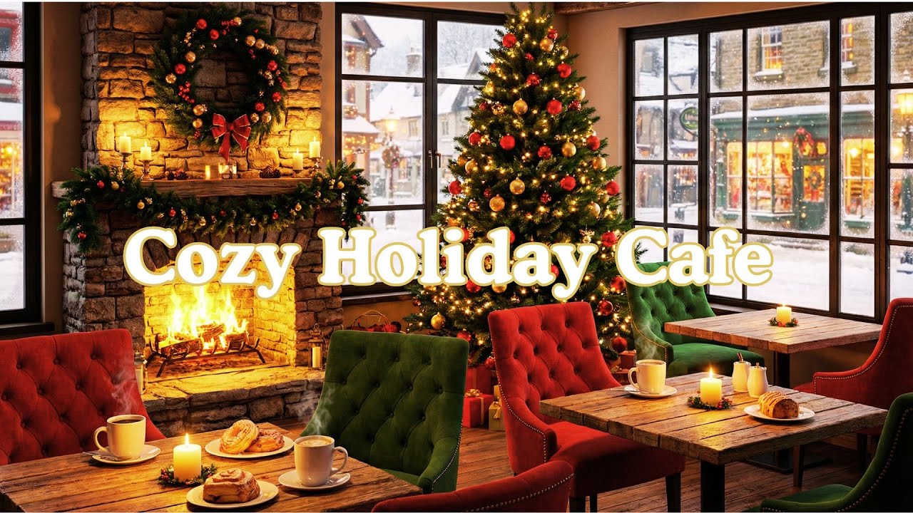 "Cozy Christmas Café Ambience" | "Fireplace & Coffee Shop" | "4K Warm ...