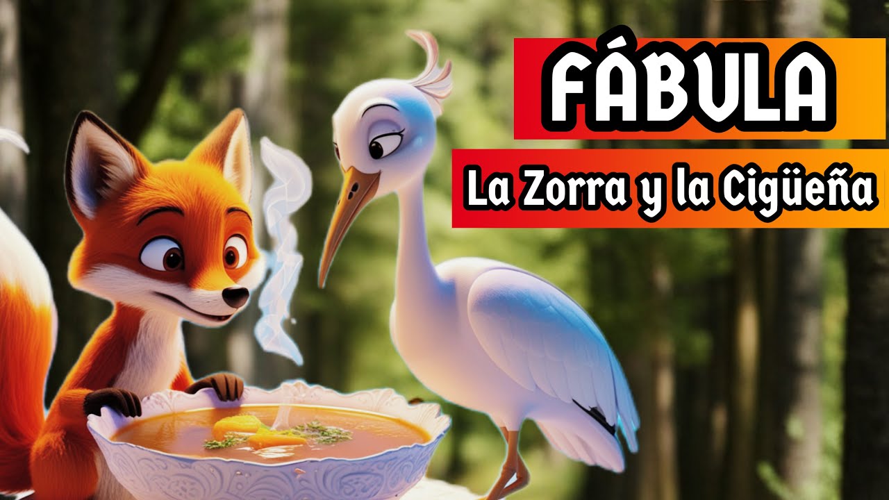🦊La Zorra y la Cigüeña🪿| Fábula- Cuento Pupular - YouTube