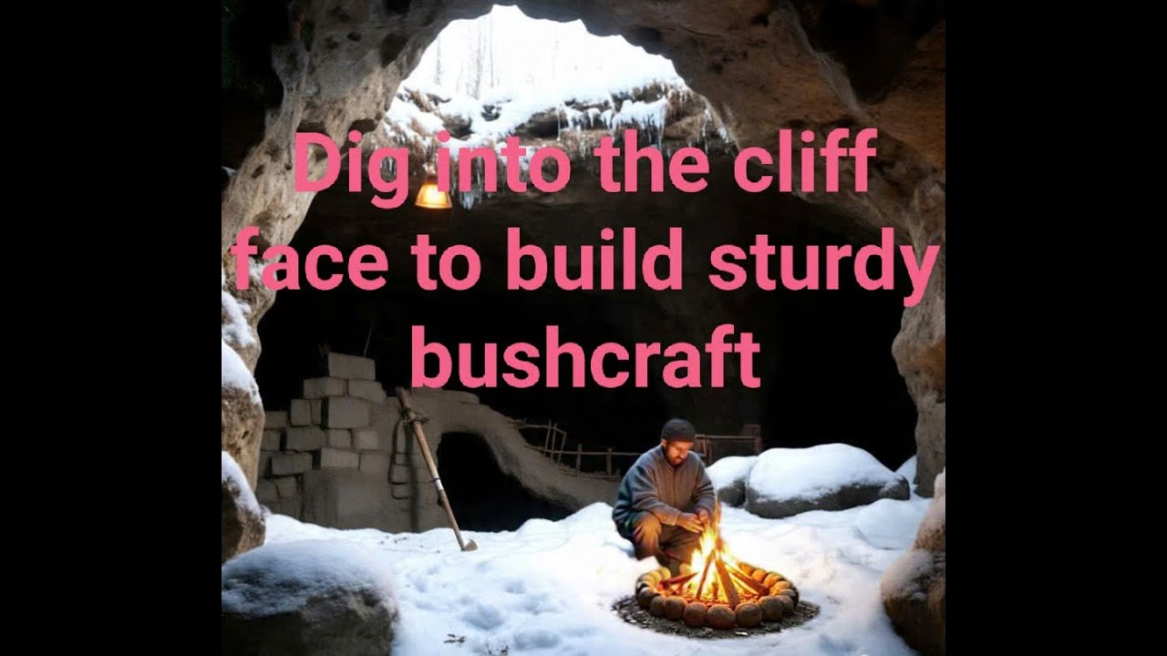 Dig into the cliff face to build sturdy bushcraft - YouTube