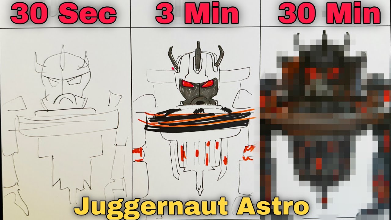 Drawing New Juggernaut Astro in 30 sec, 3 min, and 30 min | Skibidi ...