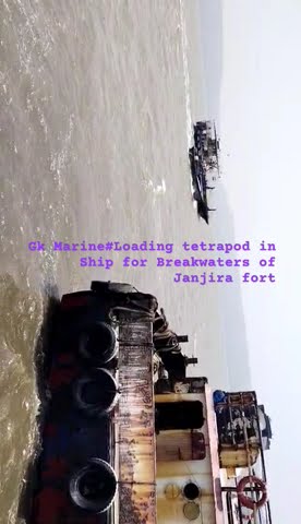 @Gk marine#forcon#Loading in ship Tetrapods for Breakwater of Janjira fort - YouTube