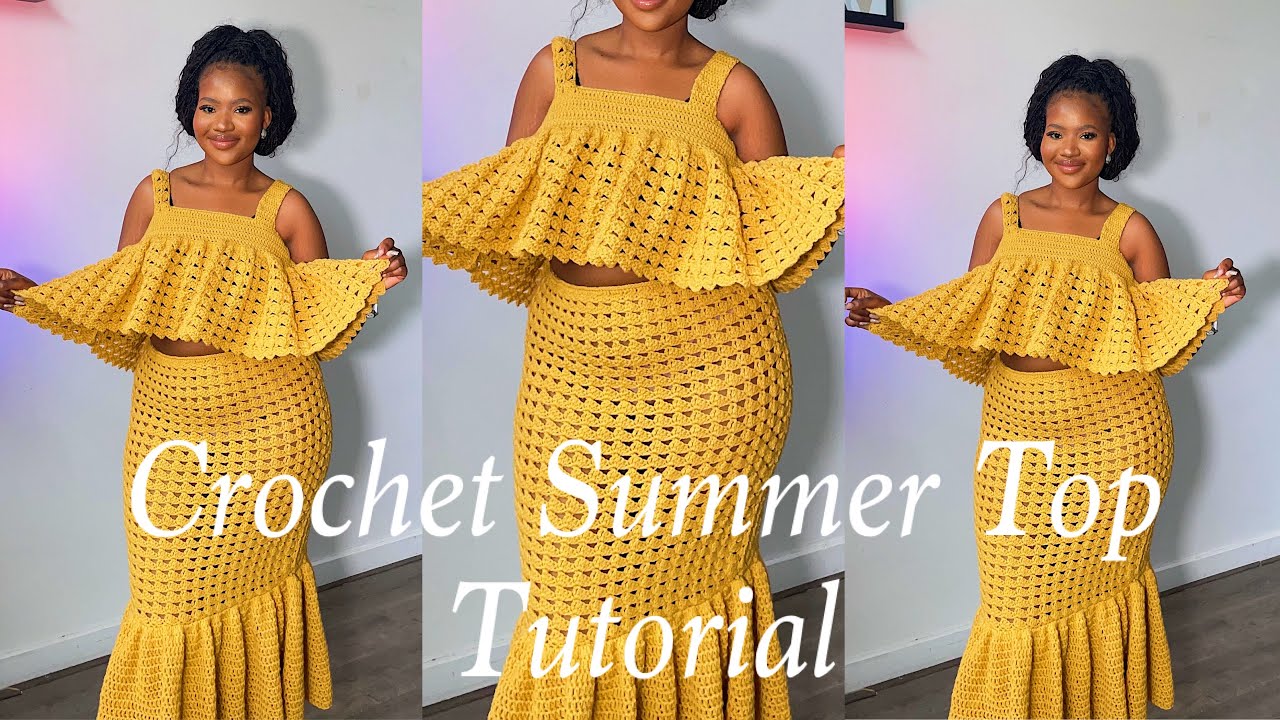 Easy Crochet Summer top tutorial || #crochetsummertop #crochetflaretop ...