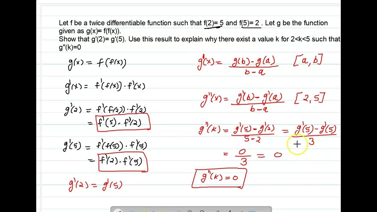 Let f be a twice differentiable function such that f(2)=5 and f(5)=2 - YouTube