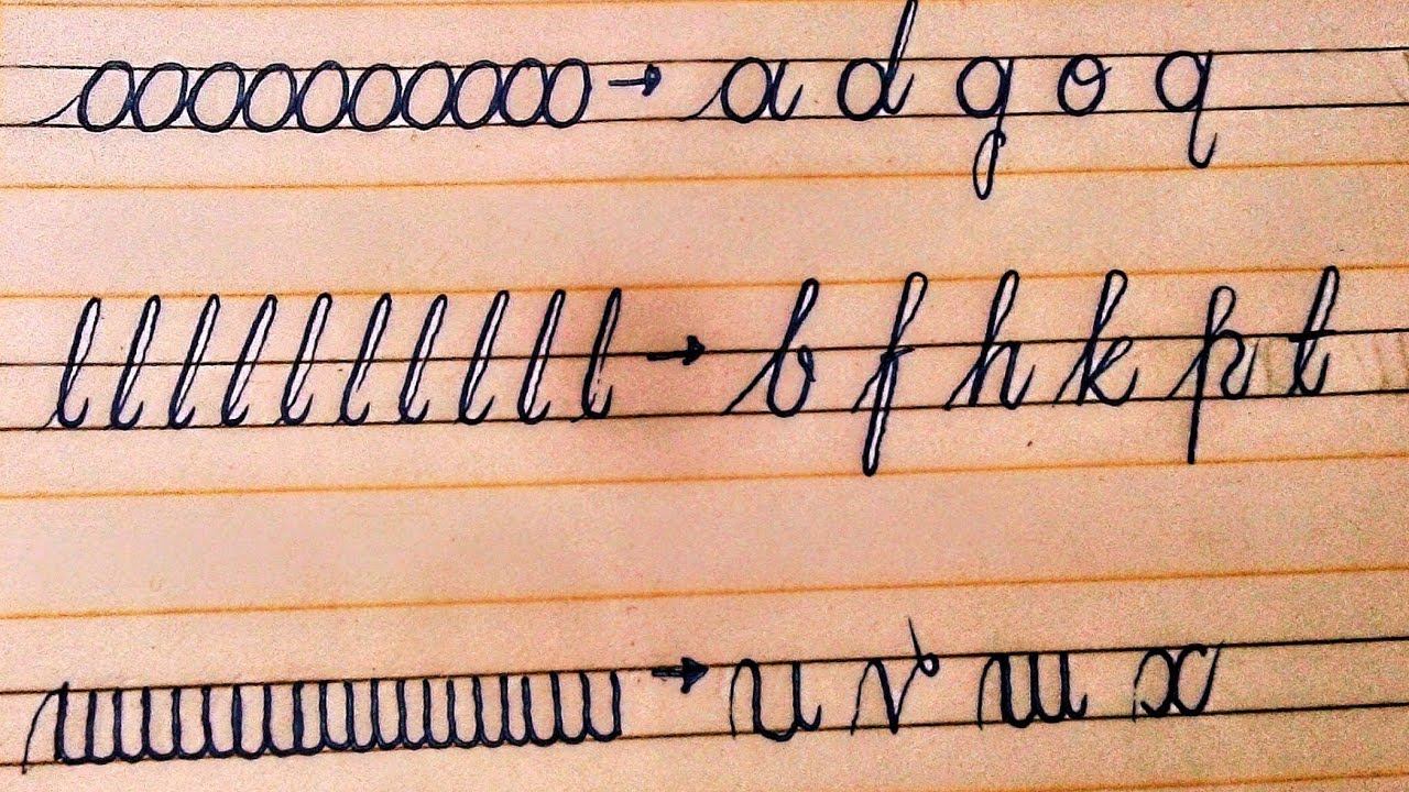 cursive writing basic stokes - YouTube